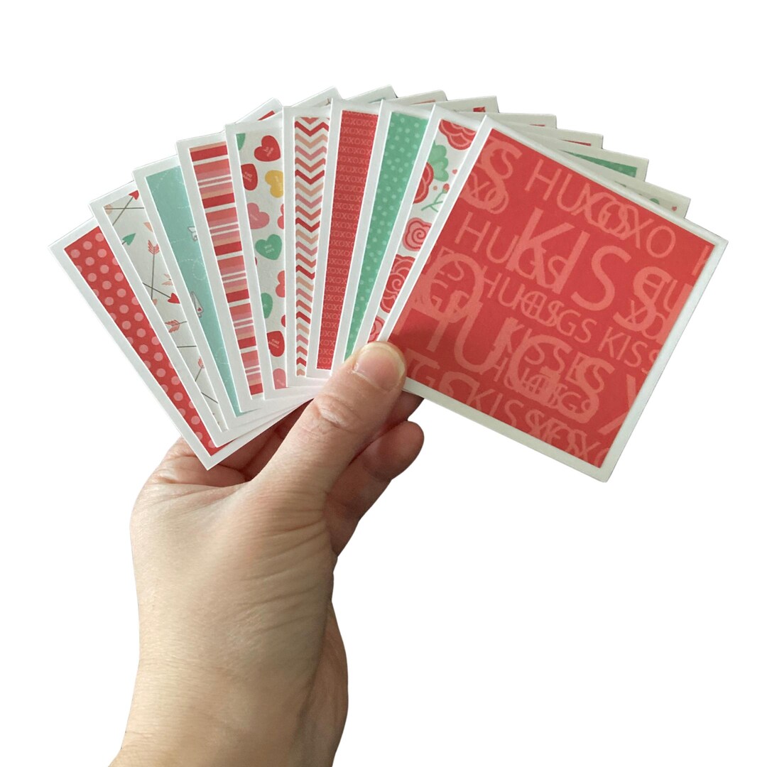 10 Mini Valentine Cards With Envelopes 3x3 Note Cards Cute Valentines ...