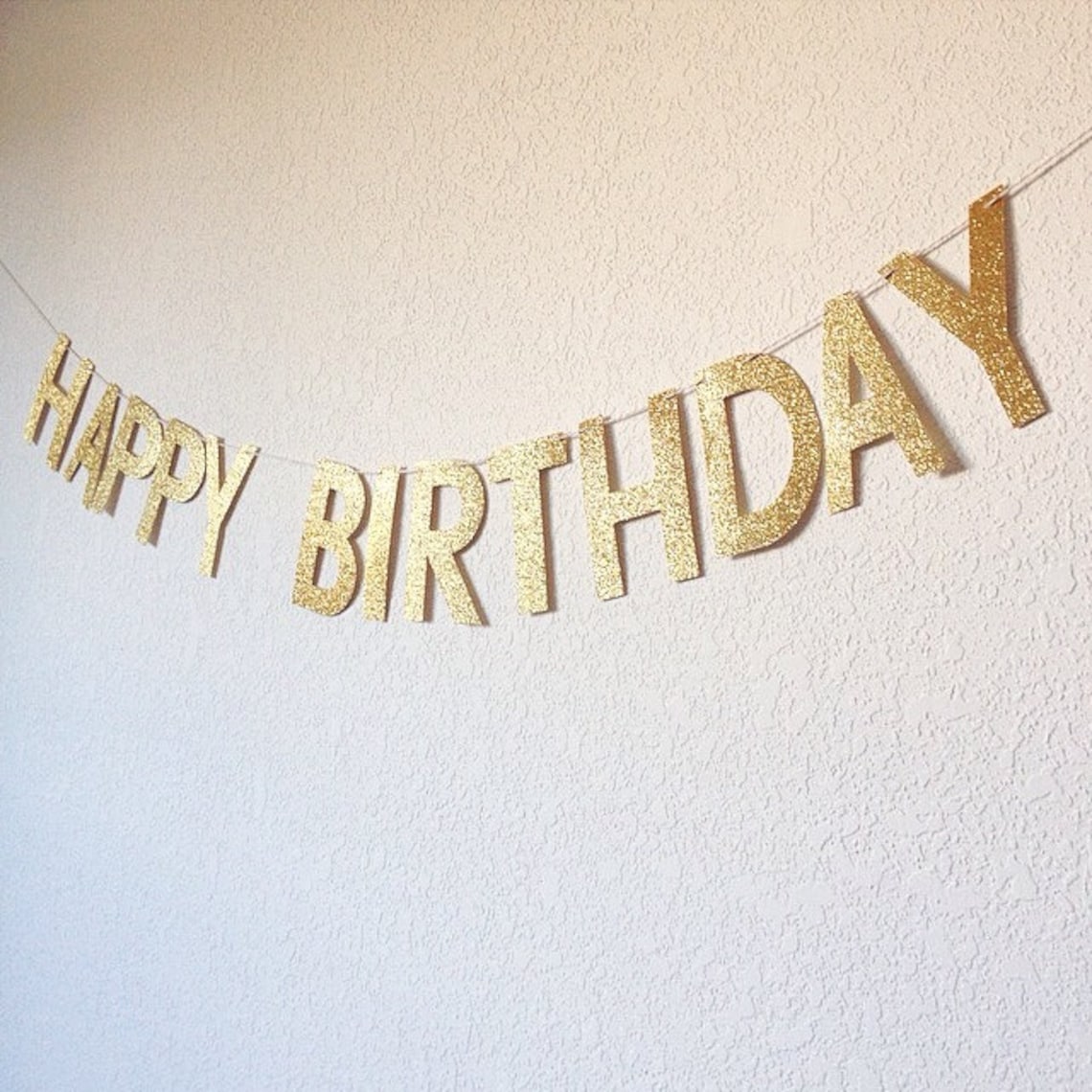 Gold Happy Birthday Banner // Custom Birthday Banner // - Etsy