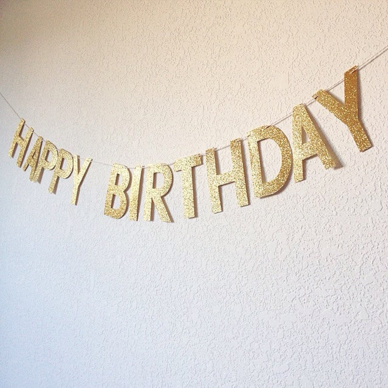 Gold Happy Birthday Banner // Custom Birthday Banner // - Etsy