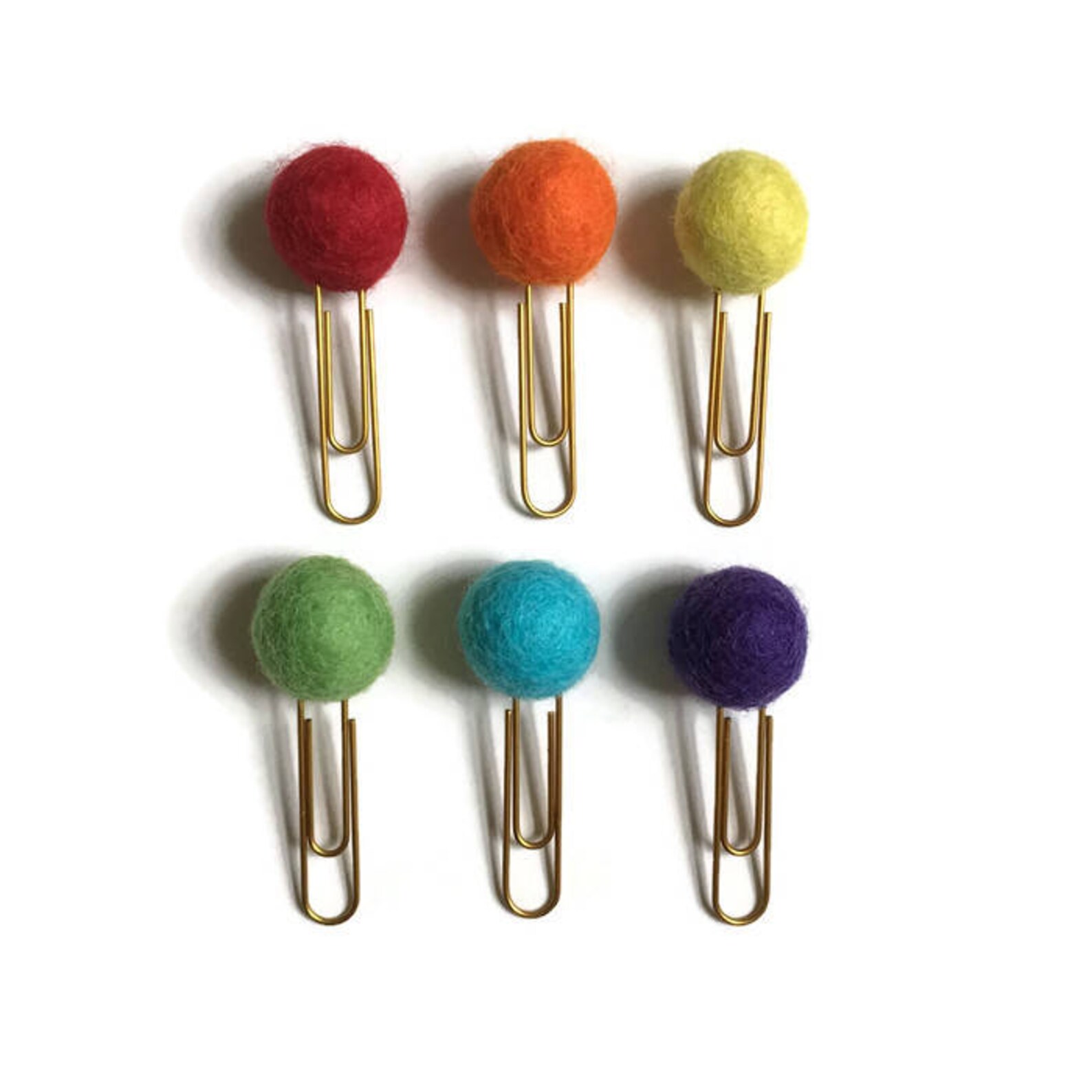 6 Rainbow Planner Clips / Planner Pom Poms / Planner Pom Clips ...