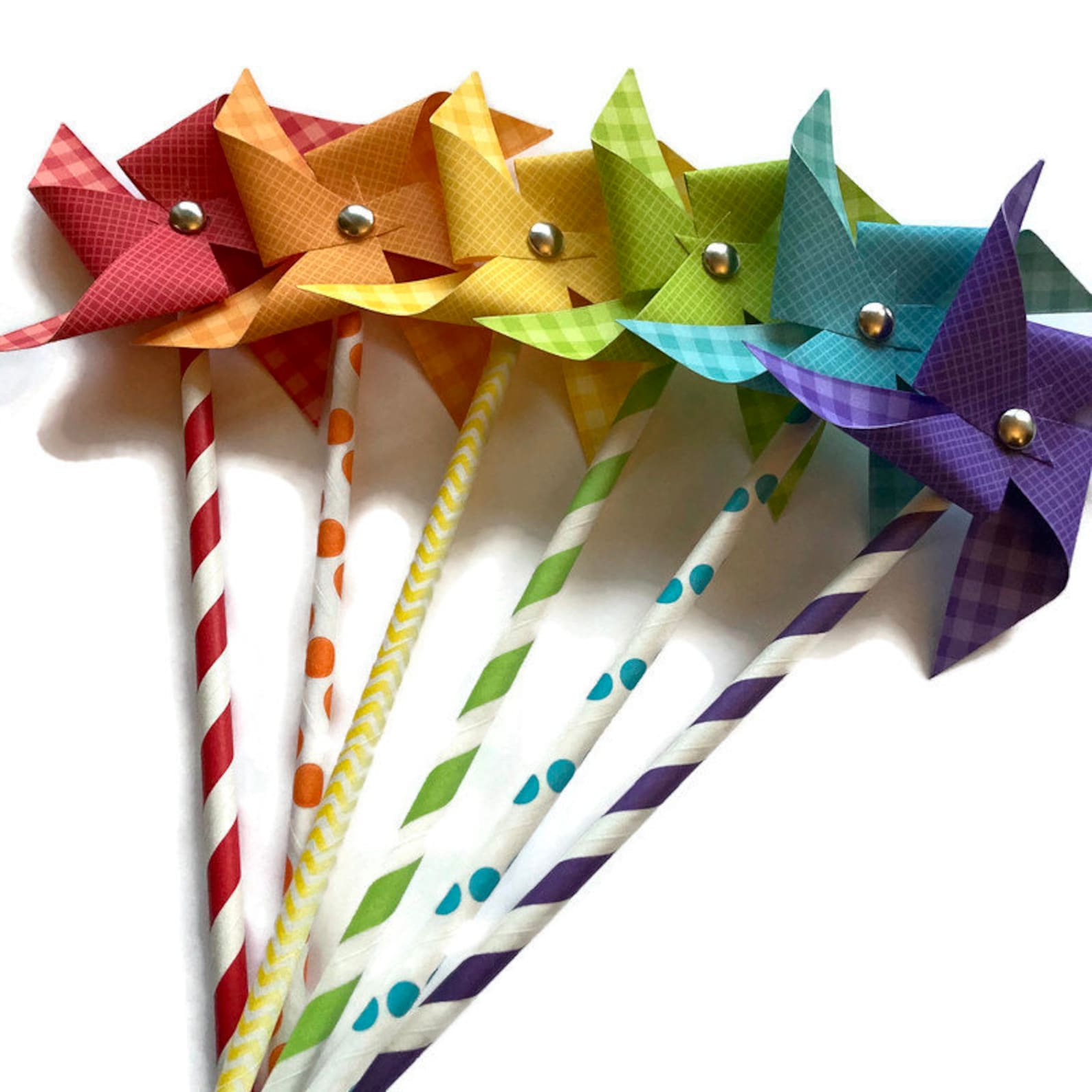 Paper Pinwheels / Rainbow Pinwheels / Non-spinning Paper - Etsy