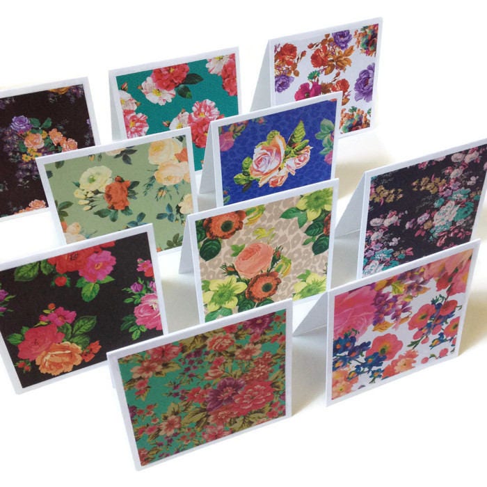 10 Mini Floral Cards 3x3 Mini Note Cards Mini Note Cards - Etsy