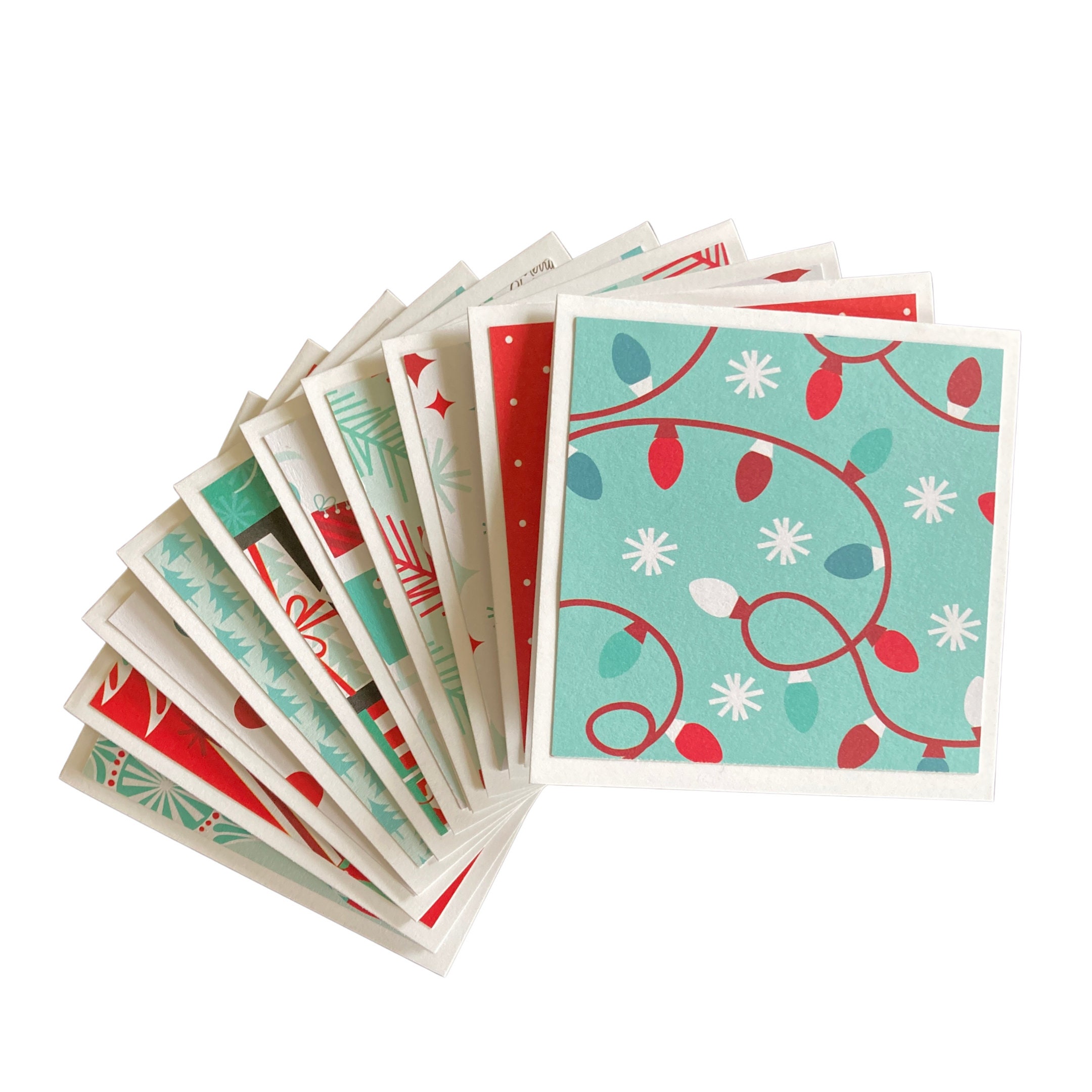10 Mini Christmas Cards | 3x3 Mini Note Cards | Mini Notecard | Mini ...