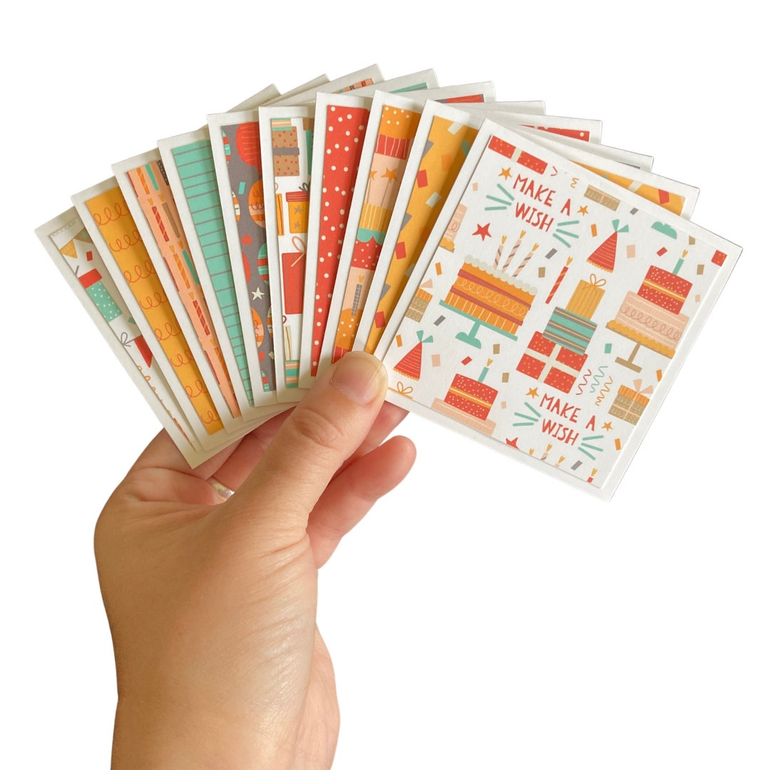 10 Mini Birthday Cards 3x3 Mini Note Cards Mini Notecards - Etsy