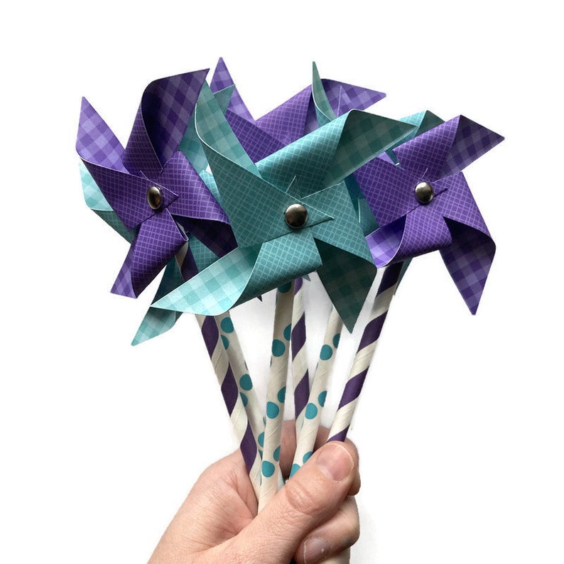 Paper Pinwheels / Blue & Purple Pinwheels / Non-spinning Paper - Etsy