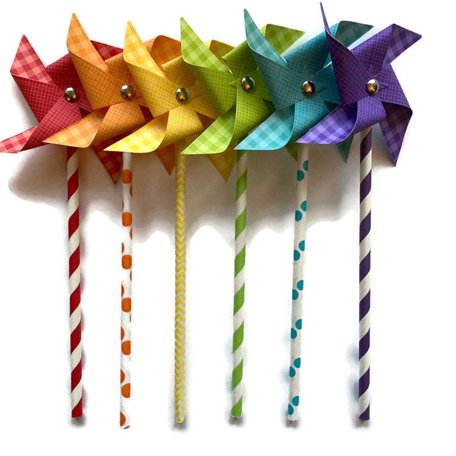 Paper Pinwheels / Rainbow Pinwheels / Non-spinning Paper - Etsy