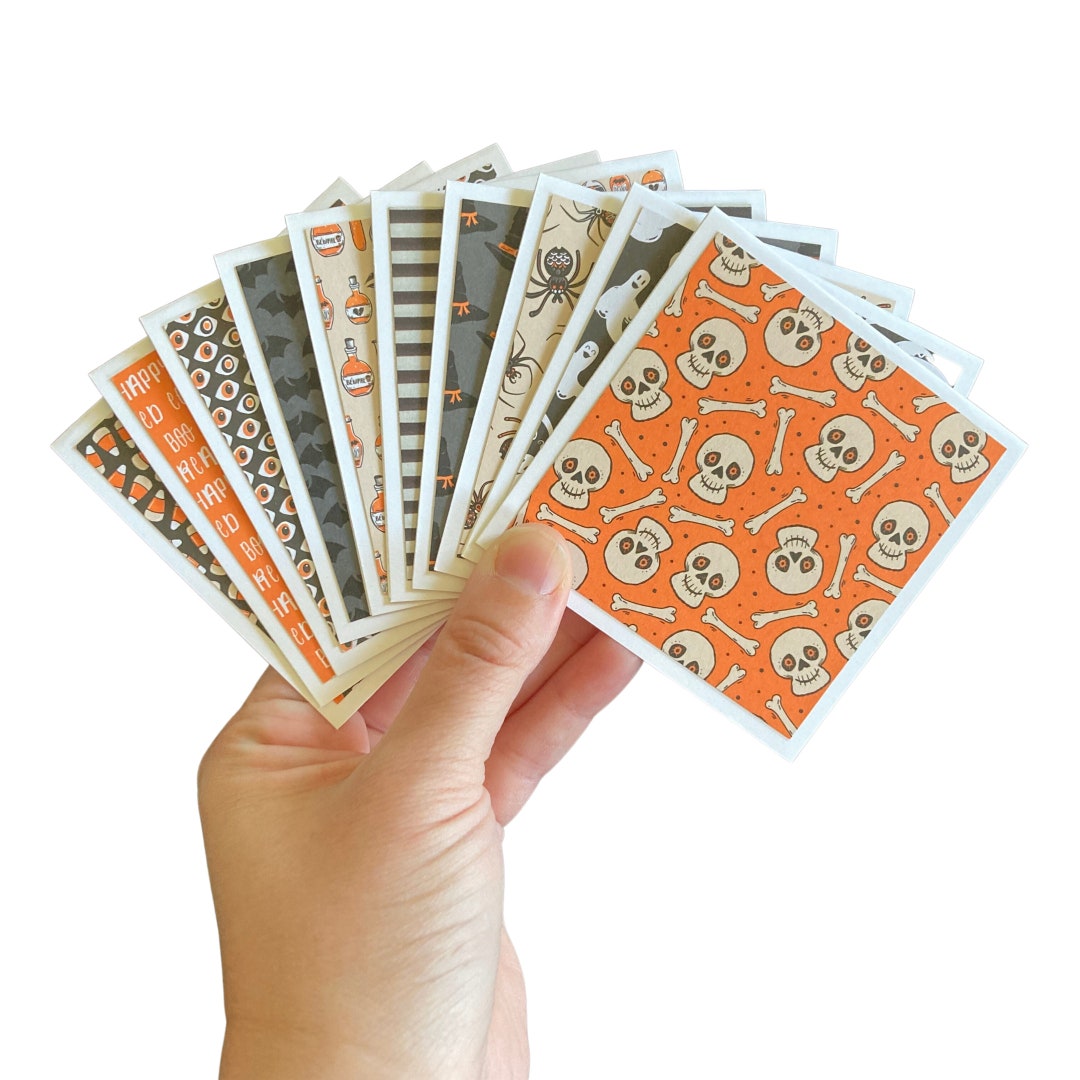 10 Mini Halloween Cards | 3x3 Mini Note Cards | Halloween Cards ...