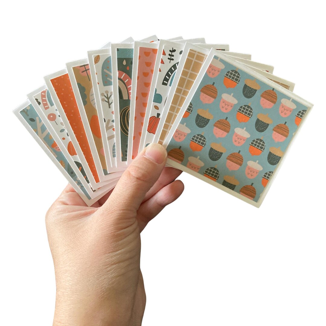 10 Mini Fall Cards 3x3 Mini Note Cards Mini Notecard Mini Cards Cards ...