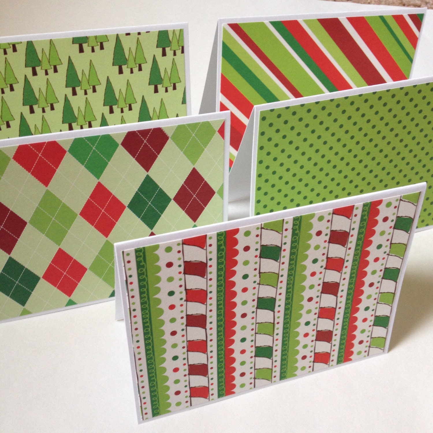 Set of 5 // Blank Christmas Cards // Blank Note Card Set // | Etsy