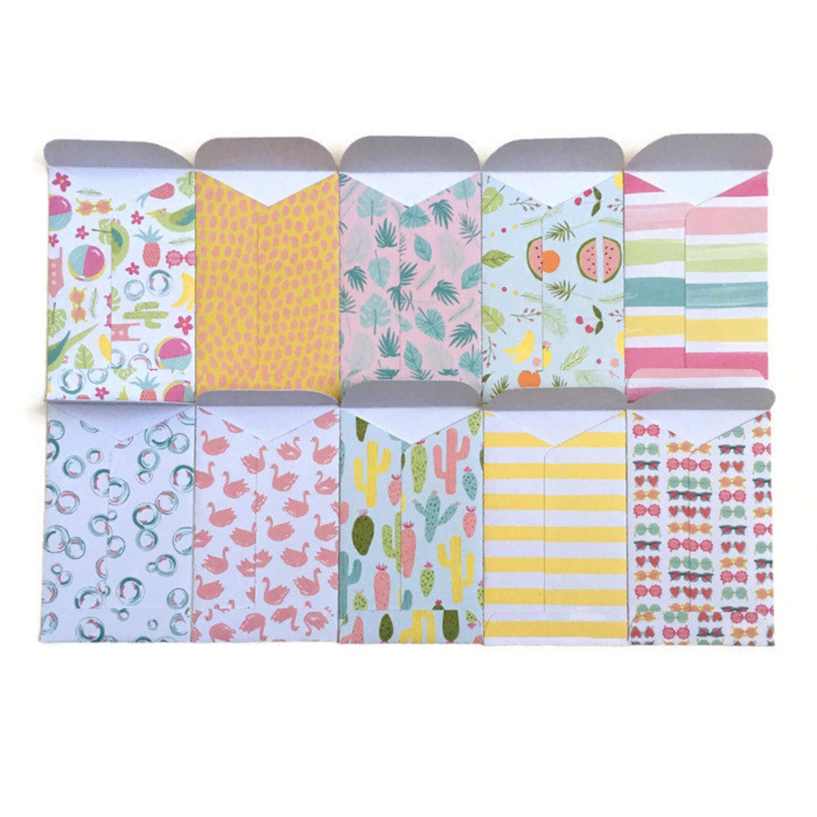 Set of 10 / Summer Gift Card Holders / Mini Envelopes / Gift - Etsy