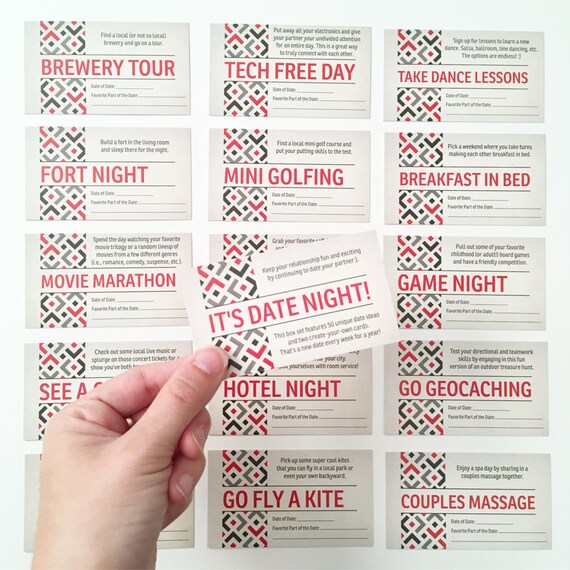52 Date Night Ideas Date Night Cards Date Cards 52 Date Etsy