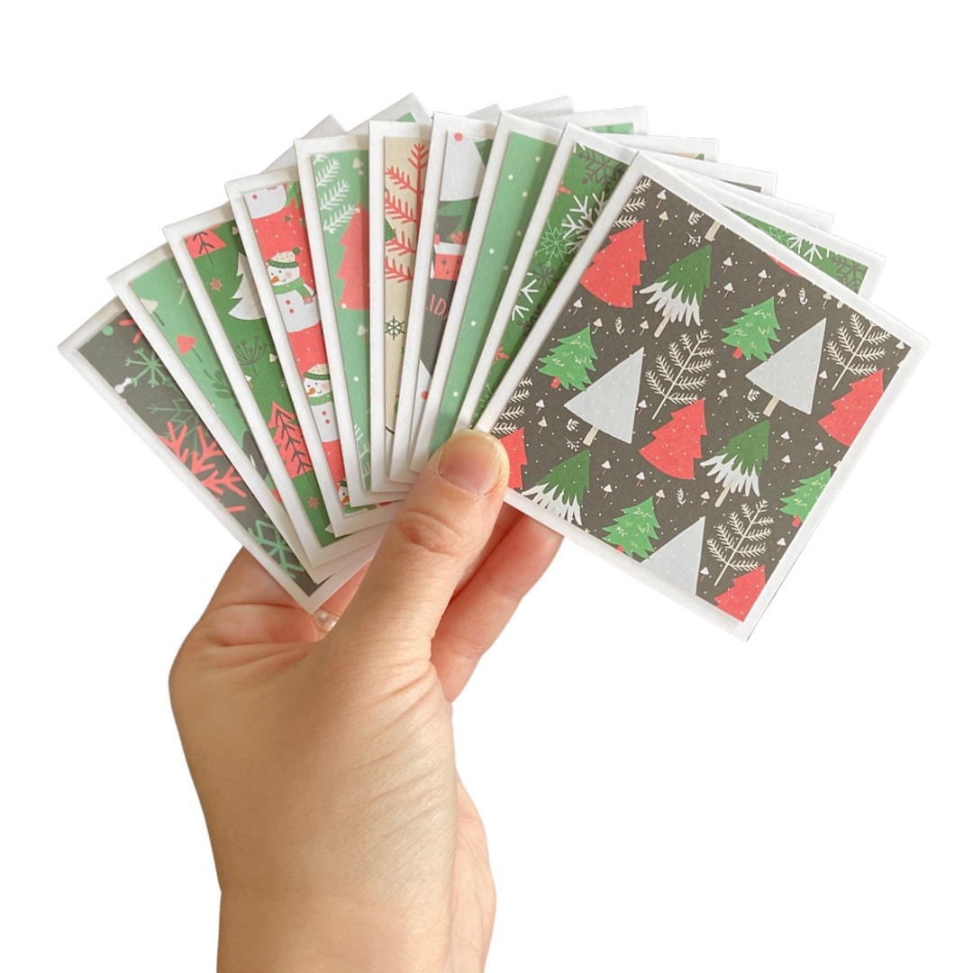 10 Mini Christmas Cards 3x3 Mini Note Cards Mini Notecard Mini Cards ...