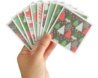 10 Mini Christmas Cards 3x3 Mini Note Cards Mini Notecard Mini Cards ...