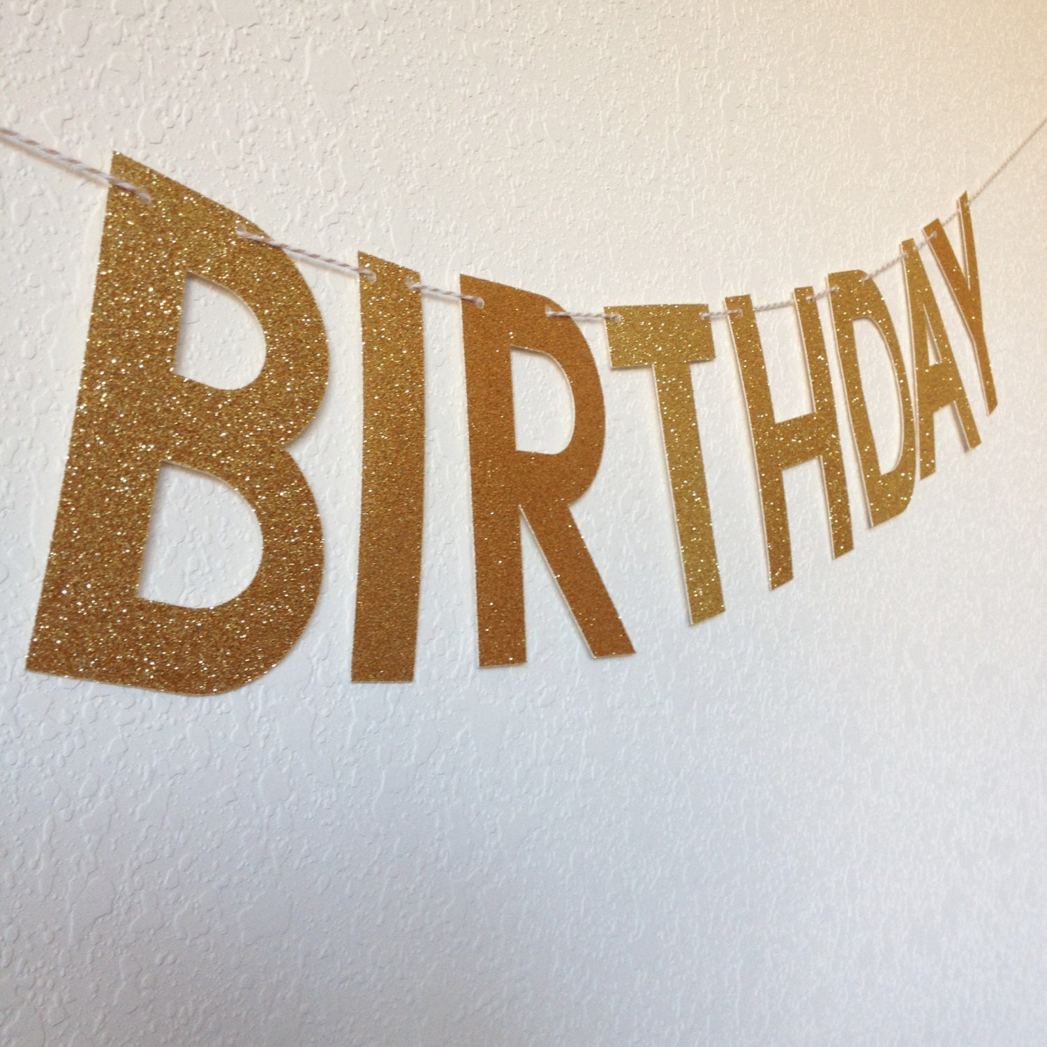 Gold Happy Birthday Banner // Custom Birthday Banner // - Etsy