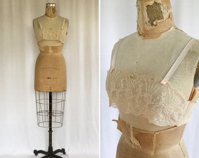 Vintage 20s Brassiere || Vintage Pink Floral Lace Bra|| 1920s ...