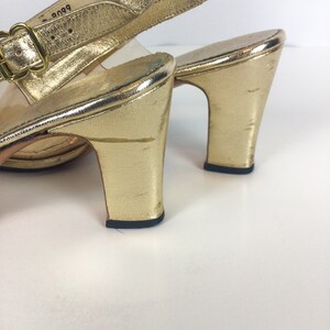 Vintage 60s Shoes | Vintage Gold Lame Plastic Peep Toe Shoes | 1960s ...