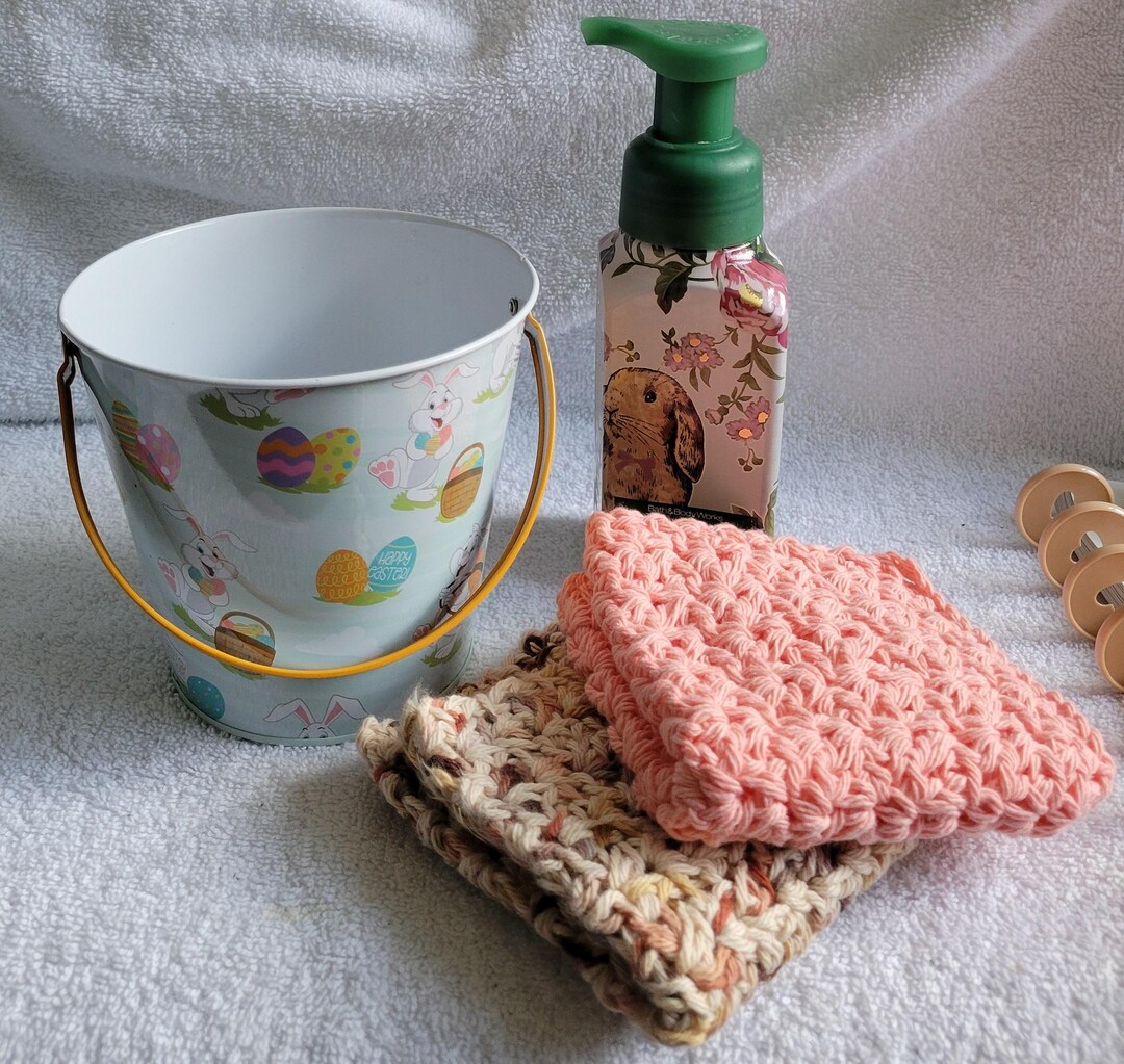 Easter Pail With Two Dishcloths and Pump Liquid Hand Soap - Orange ...
