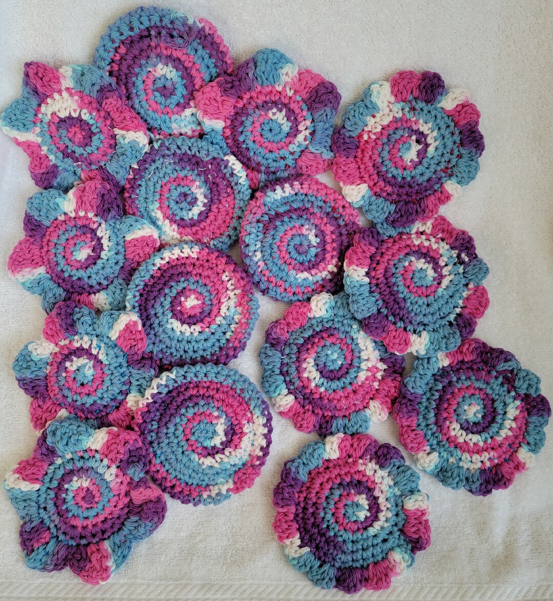 Purple Perk Ombre Crochet Flowers and Round Shaped Scrubbies - Etsy