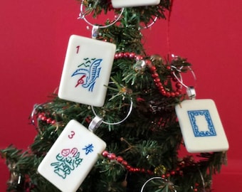 Set of 8 Mahjong Tile Christmas Tree Ornaments Individual | Etsy