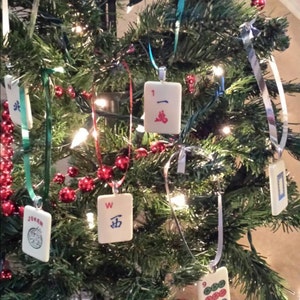 Set of 8 Mahjong Tile Christmas Tree Ornaments - Individual Plastic ...