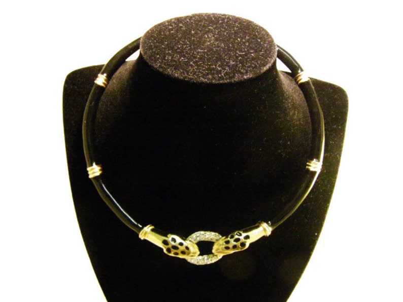 Vintage Donald Stannard Black Modern Leopard Collar and Bracelet Set - Etsy
