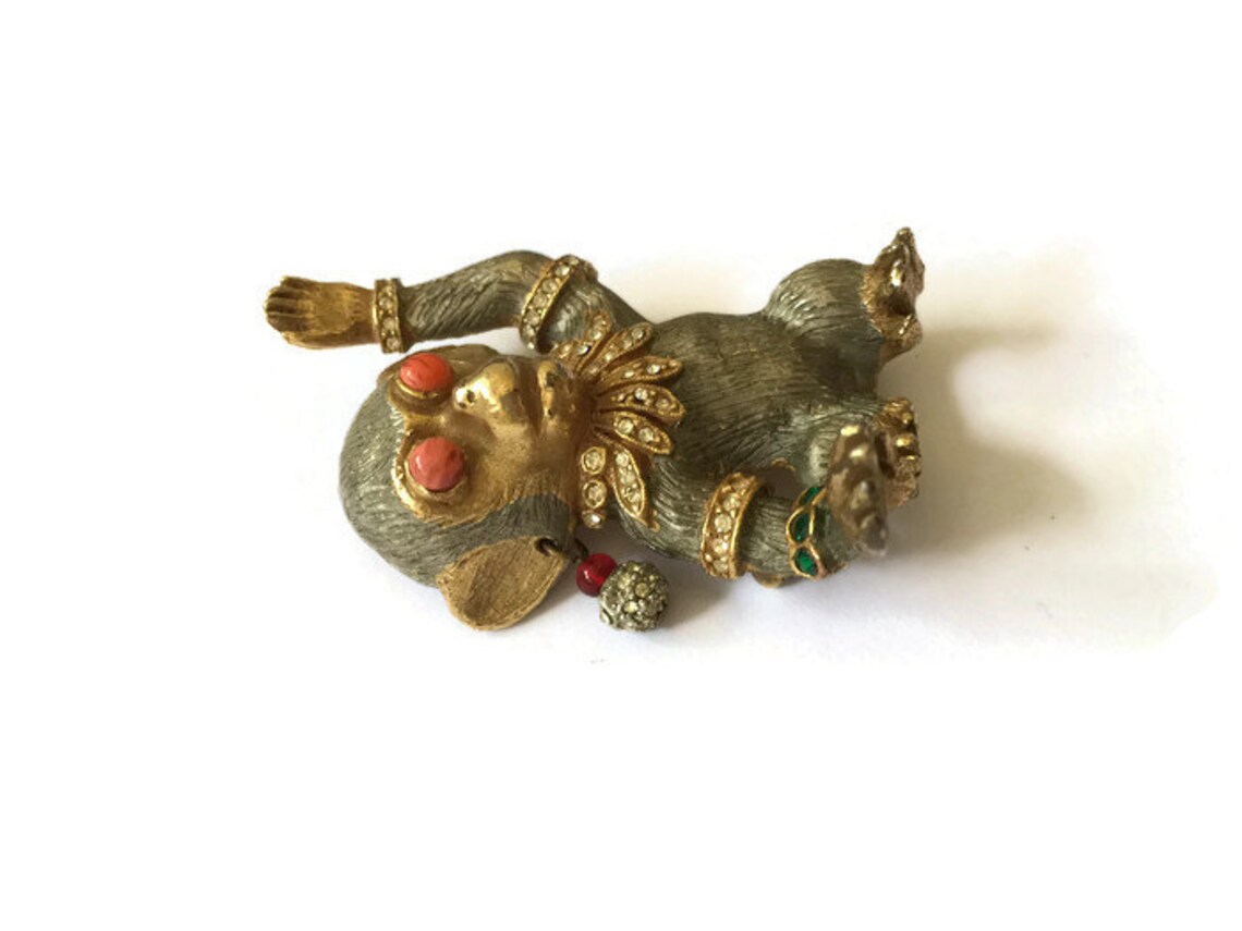 Vintage Kenneth Jay Lane K.J.L. Jeweled Tribal Monkey With - Etsy