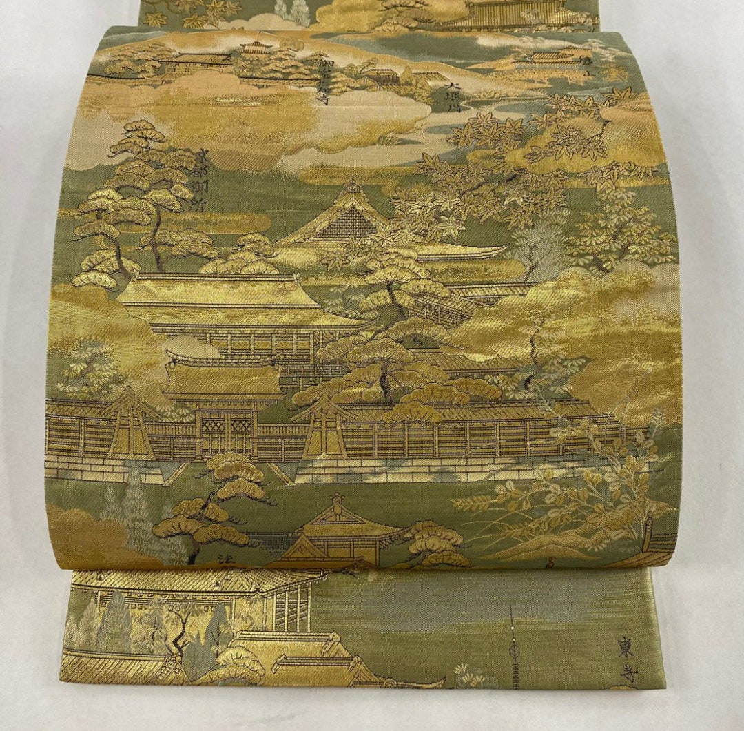 Vintage Obi Zentsu/100% Patterned, Scenery of Kyoto/toji Temple ...