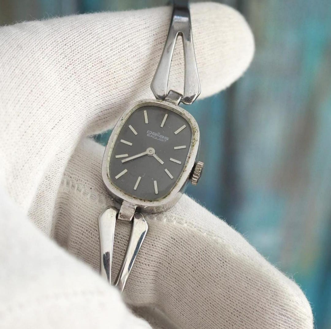 Vintage Pallas Ladies Mechanical Watch 18 X 22 Mm German Wind-up Silver ...
