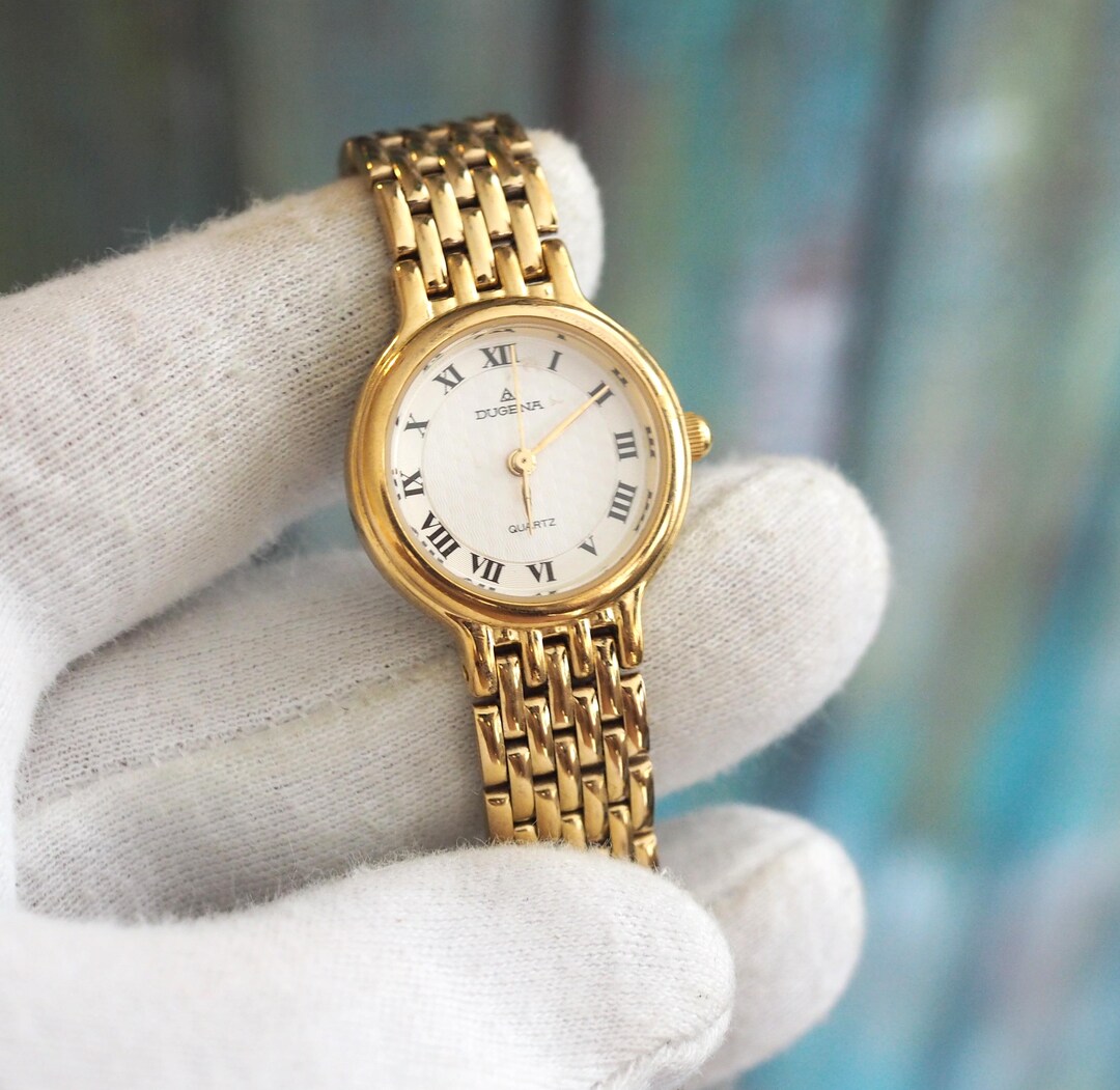 Vintage Dugena Quartz Watch | Gold Tone Case and Roman Dial | 24 Mm ...