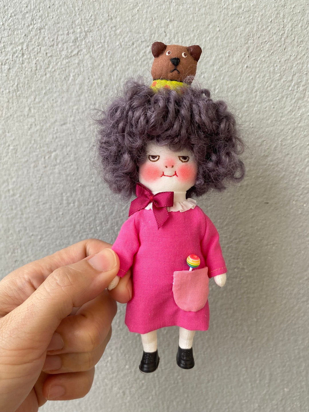 Handmade Smiling Doll With Her Pet - Etsy