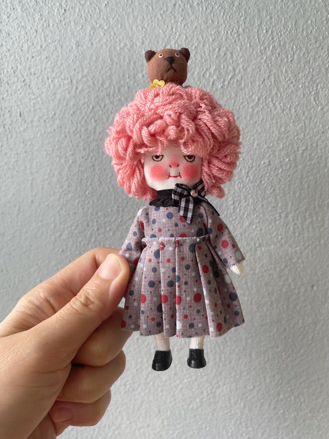 Handmade Smiling Doll With Her Pet - Etsy
