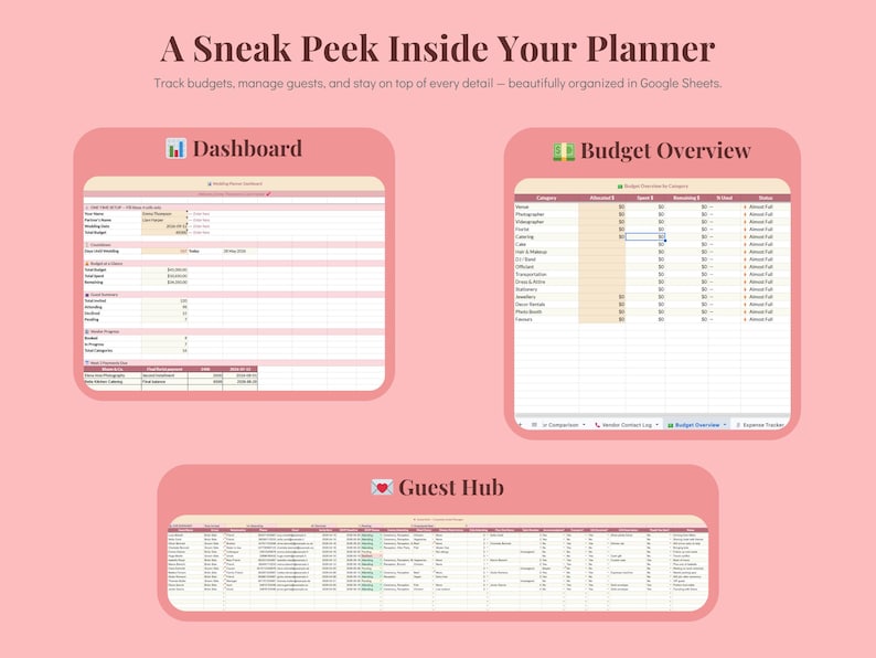Ultimate Wedding Planner Google Sheets Template | 26-tab Automated ...