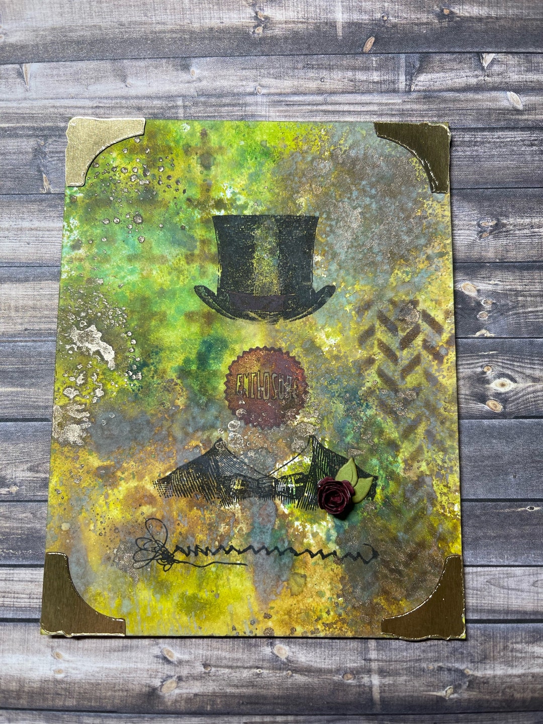 Fathers Day Enclosure Vintage Card Mixed Media Handmade Note Card Gift ...