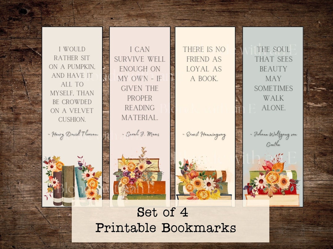 Fall Flowers and Author Quotes Printable Bookmarks | Quotes About Life ...