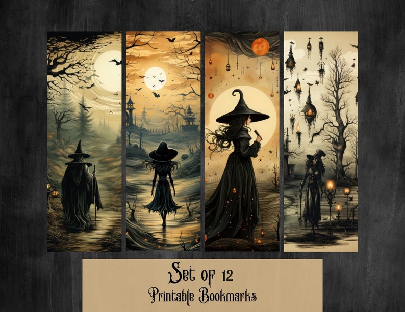 12 Witch Printable Bookmarks | Digital Download JPG Bookmark Set | PNG ...