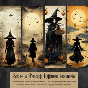 12 Witch Printable Bookmarks | Digital Download JPG Bookmark Set | PNG ...