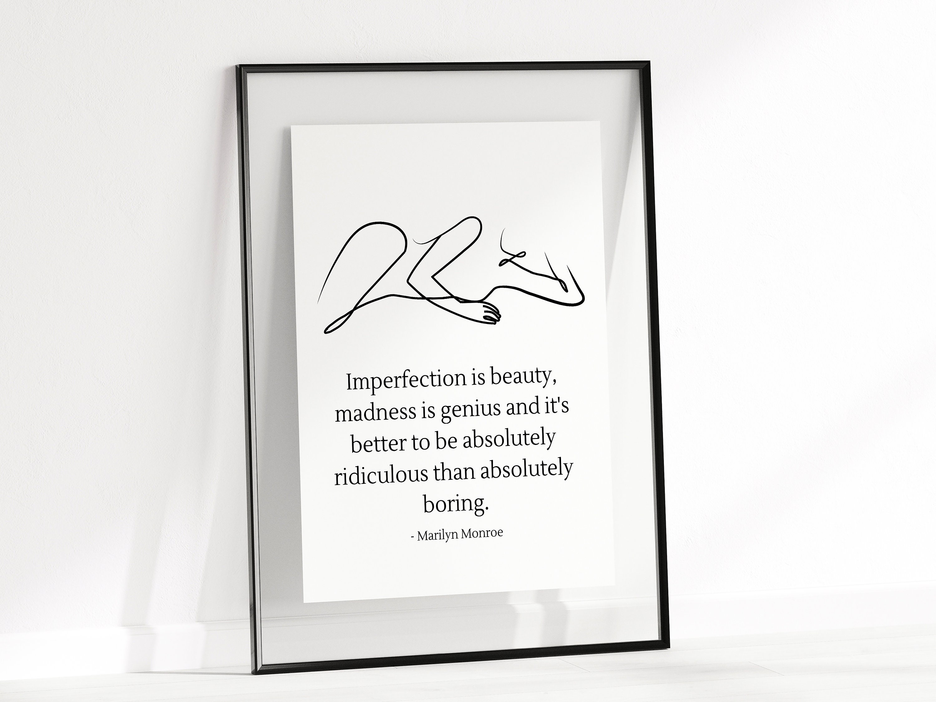 Marilyn Monroe Quote Imperfection is Beauty Printable Wall Art Nude ...