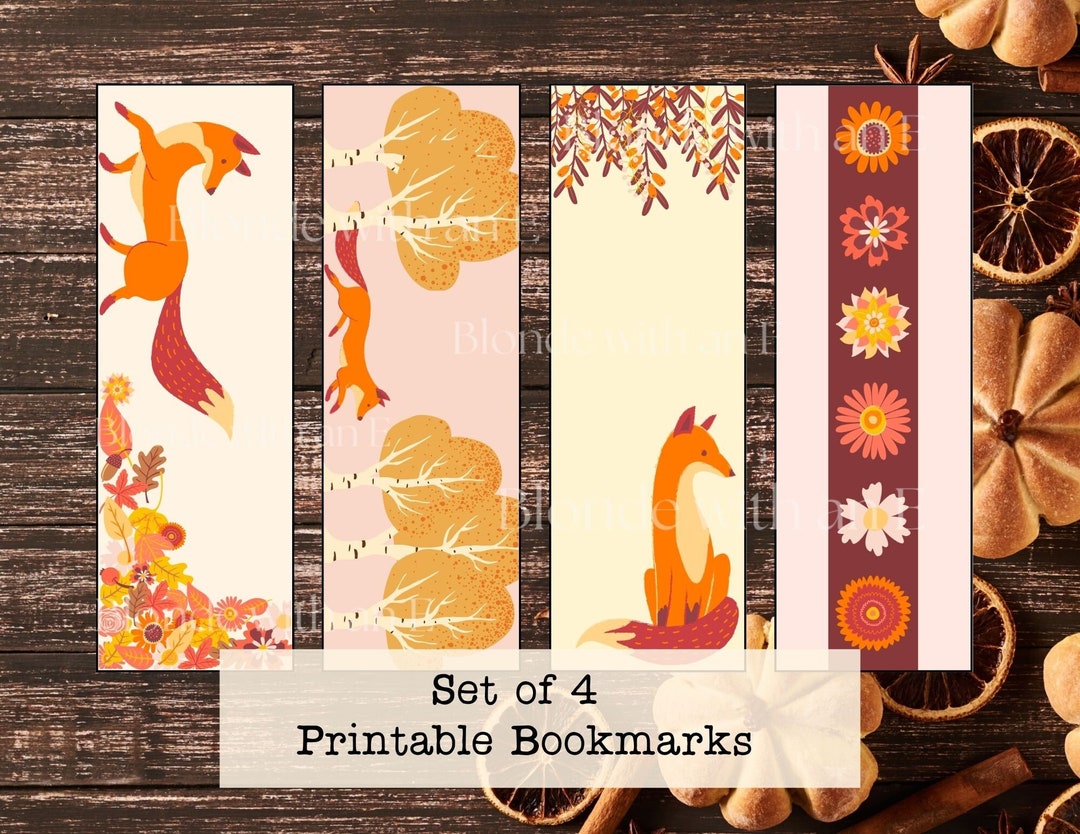 Fall Printable Foxes and Flowers Digital Bookmarks | Instant Download ...