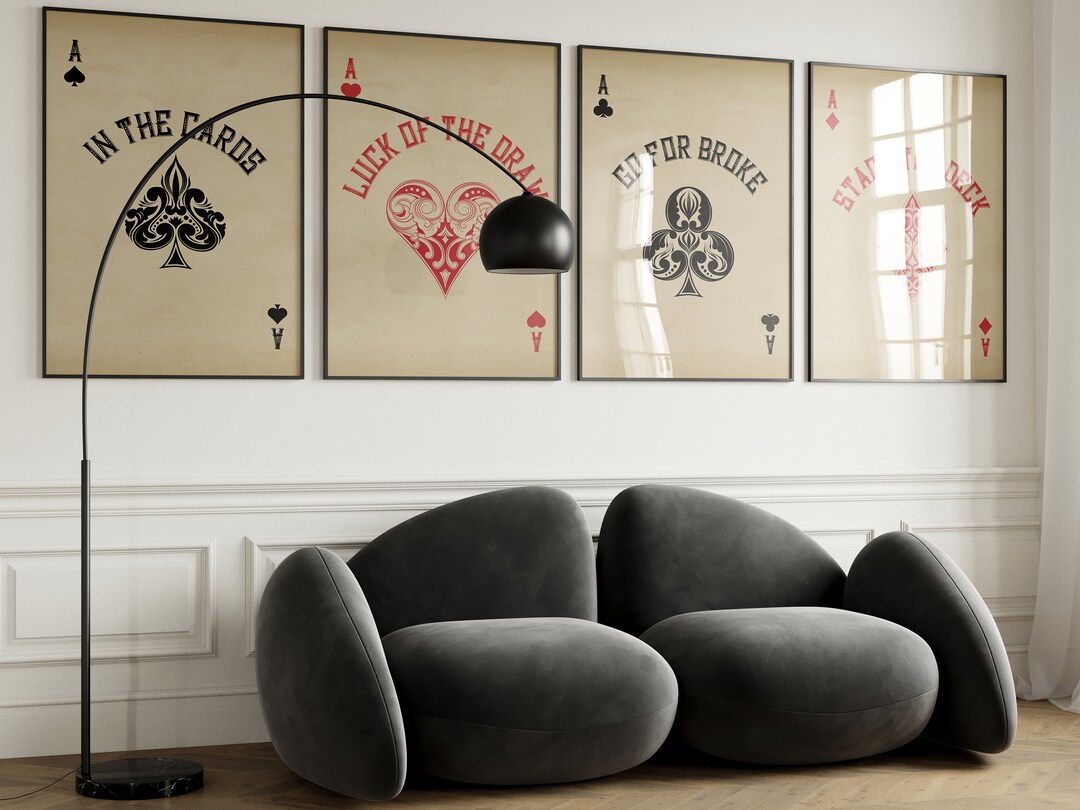 Four Aces Printable Wall Art | Set of 4 Playing Card Prints | Fun Wall ...