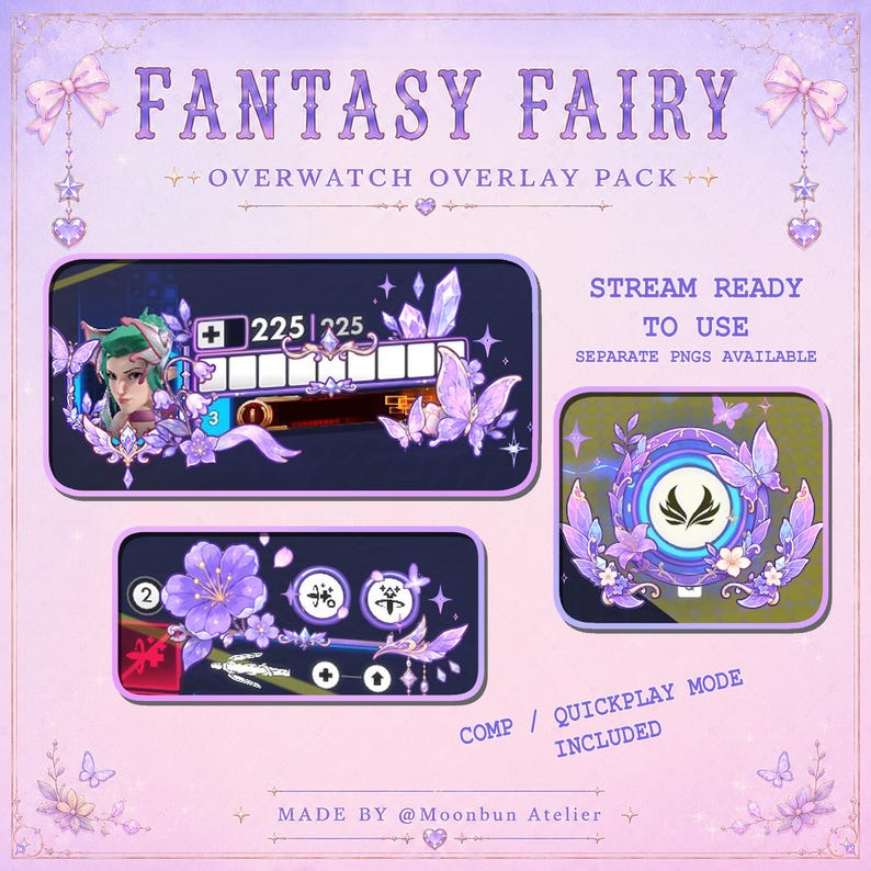 Fantasy Fairy Overwatch HUD Overlay Pack | Stream Assets | OBS ...