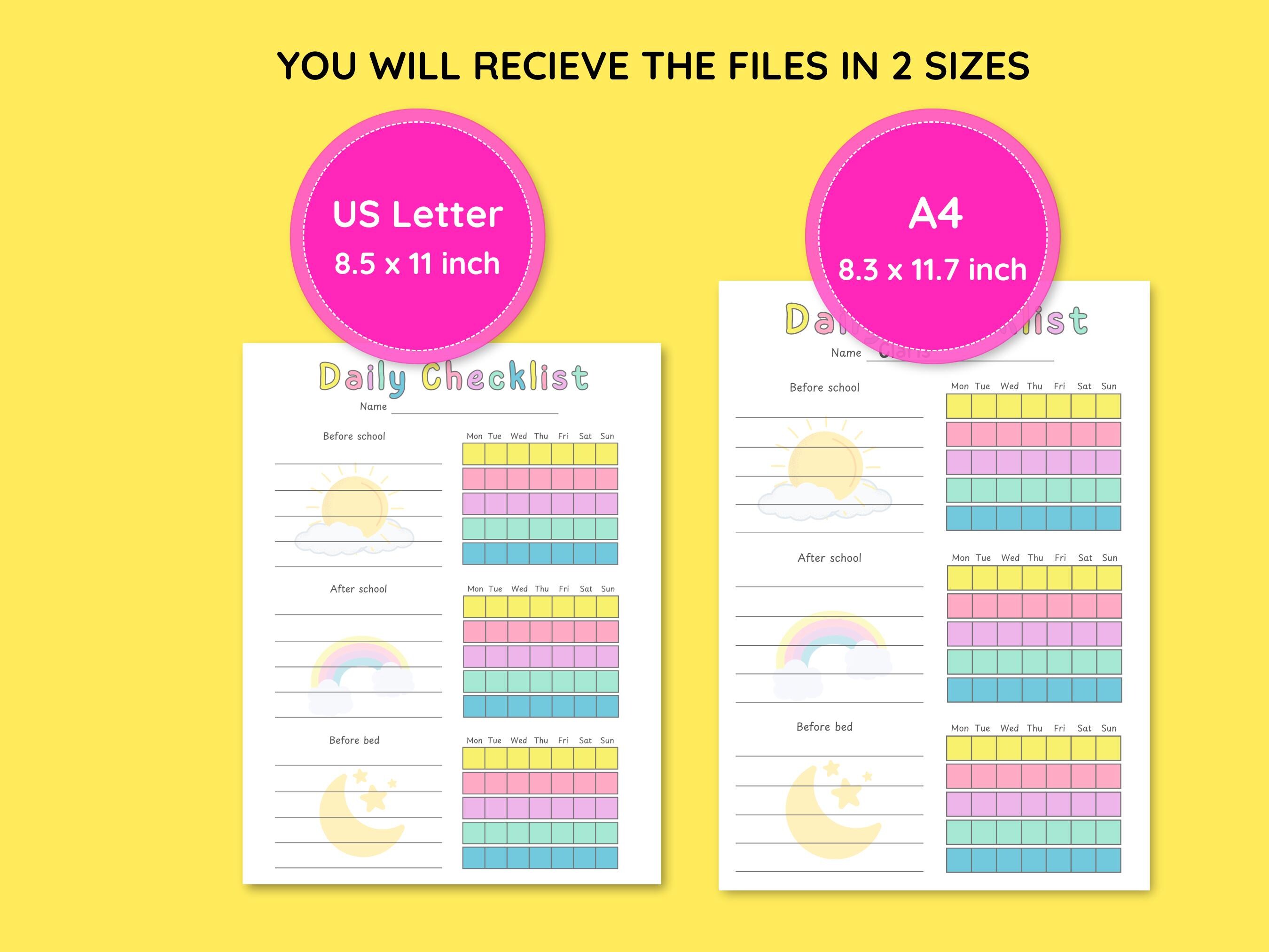 Kids School Day Checklist Printable – Morning & After School Routine ...