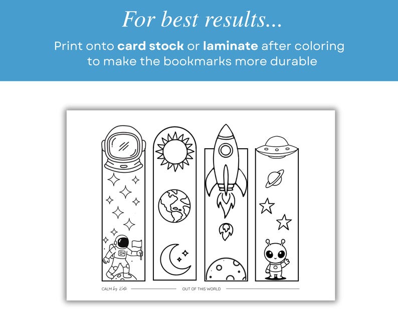 Printable Space Coloring Bookmarks for Boys and Girls, Space Themed ...