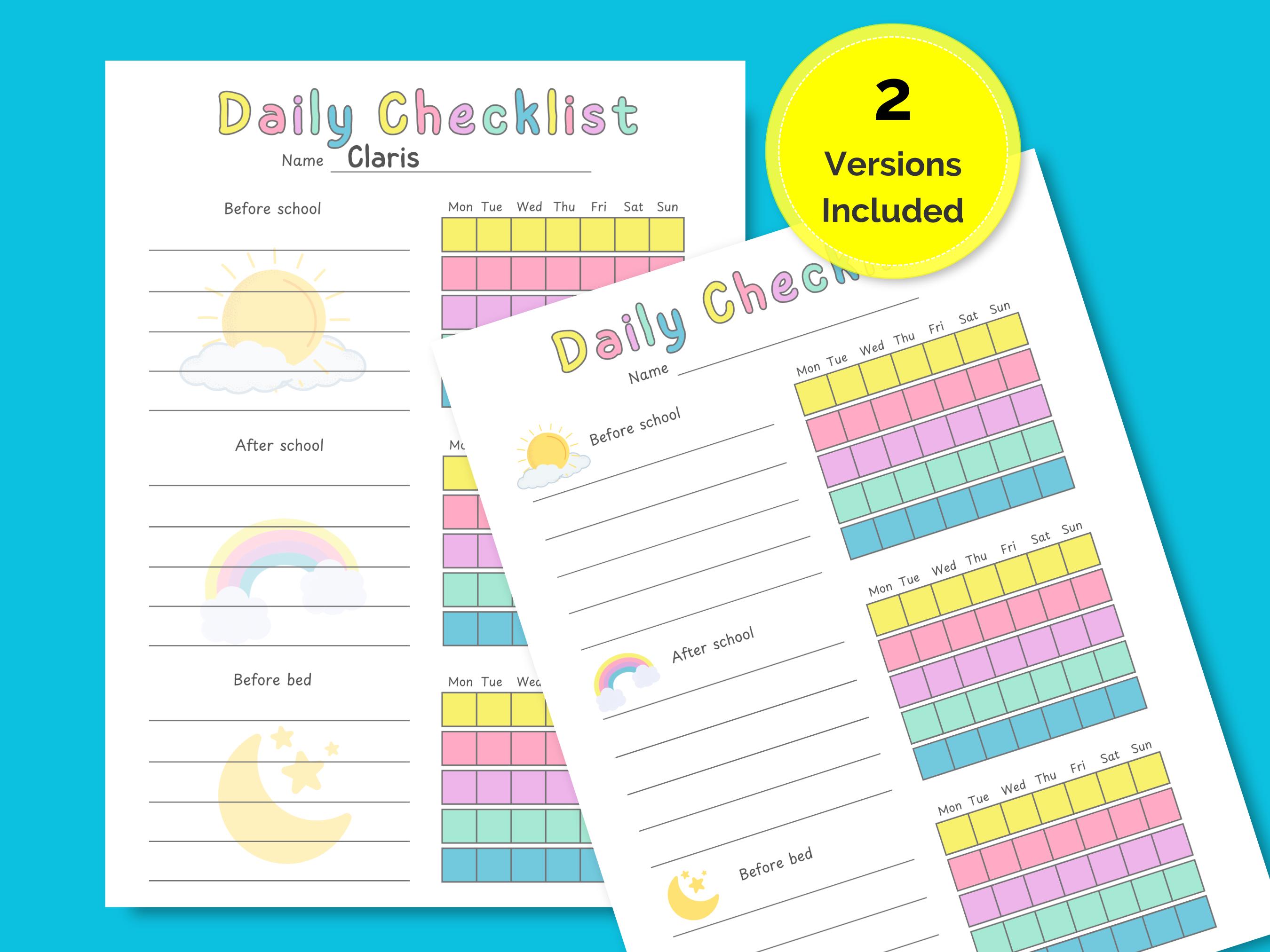 Kids School Day Checklist Printable – Morning & After School Routine ...