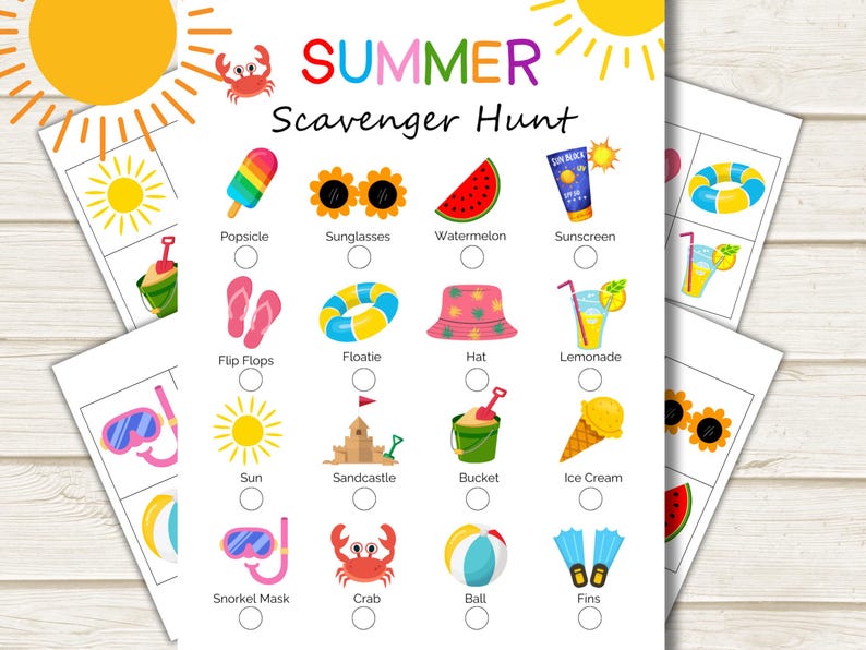 Summer Scavenger Hunt for Kids: Printable Indoor/outdoor Game (instant ...