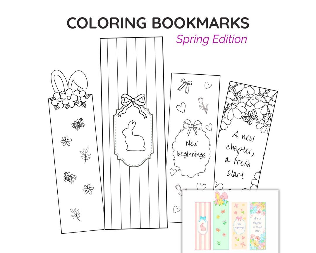 Printable Coloring Bookmarks, Spring Craft, Seasonal Coloring for ...