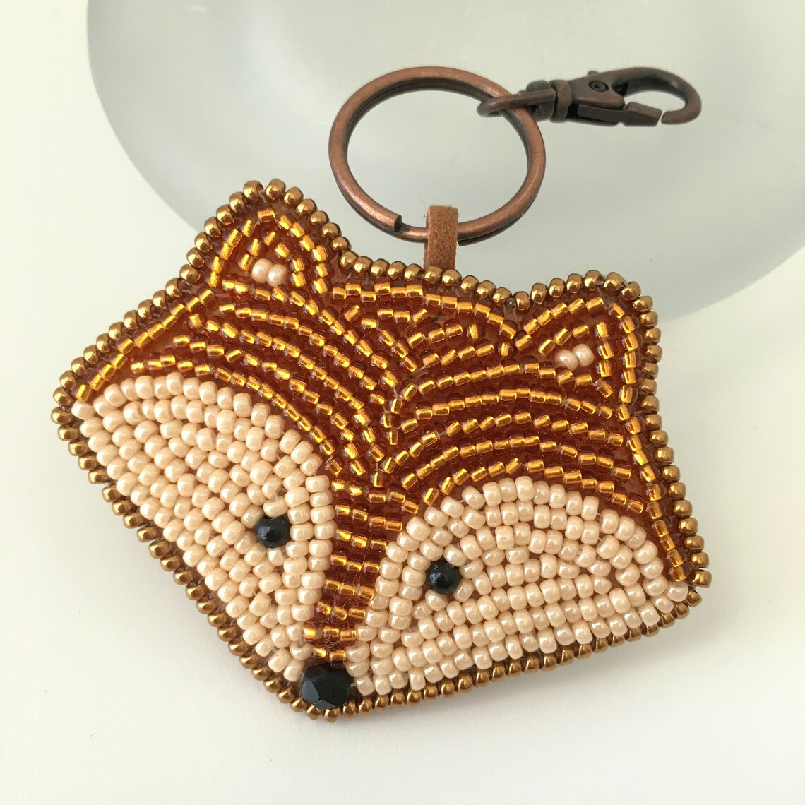 Fox Face Keychain Bead Embroidered Purse Charm Cute Gift - Etsy