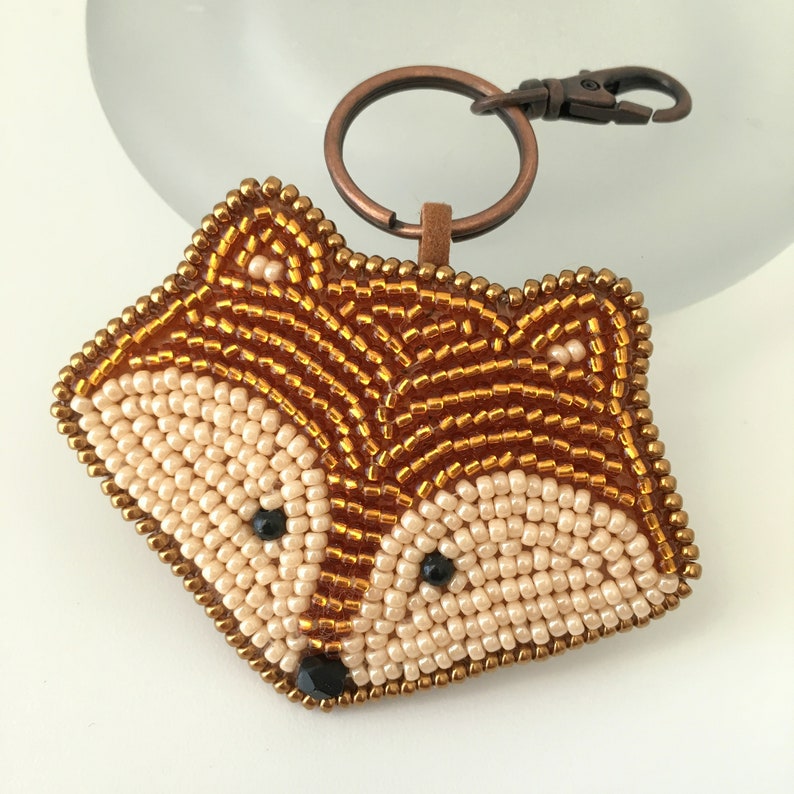 Fox Face Keychain Bead Embroidered Purse Charm Cute Gift - Etsy