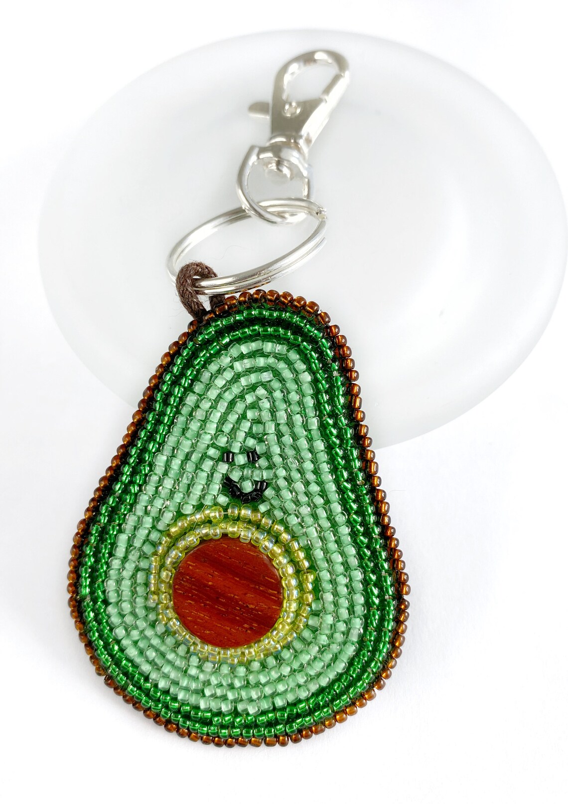 Happy Avocado Keychain Beaded Kawaii Keyring Vegan Veggie - Etsy