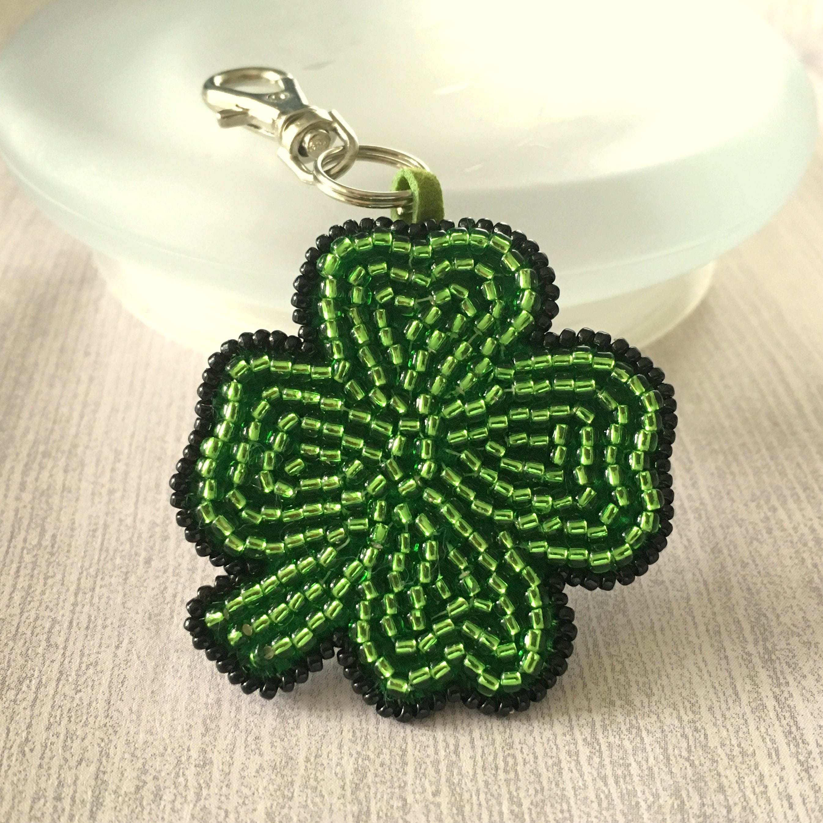 Four Leaf Clover Keychain, Emerald Green Good Luck Charm, Faith, Hope ...