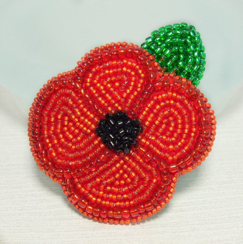 Poppy Brooch Red Beaded Flower Pin Remembrance Day Gifts - Etsy
